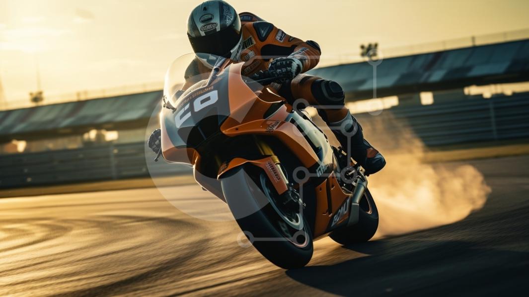 Exciting Image of Motorcycle Racing at Sunset stock photo | Creative ...