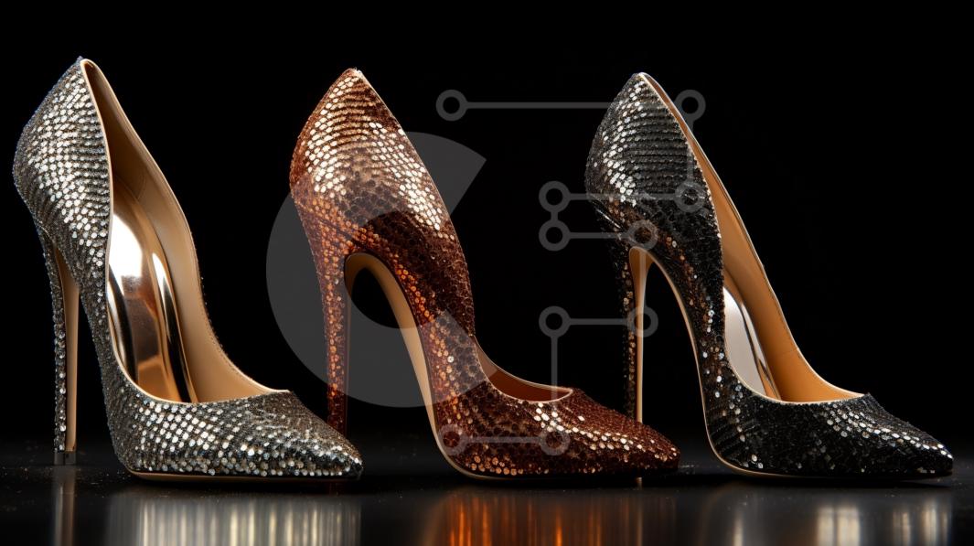 Stylish Metallic Snakeskin High Heel Shoes for Women stock photo ...