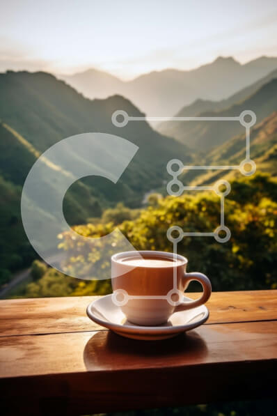 Scenic Picture of Coffee with Mountains in the Background stock photo ...