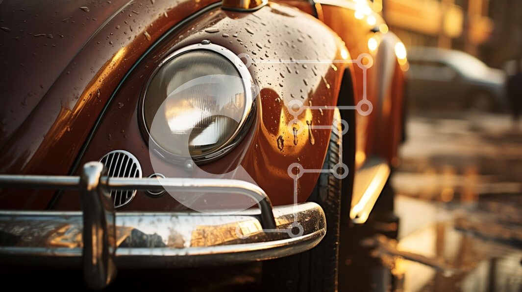 Download Red Car Parked on a Wet Street Stockphotos Online - Creative ...