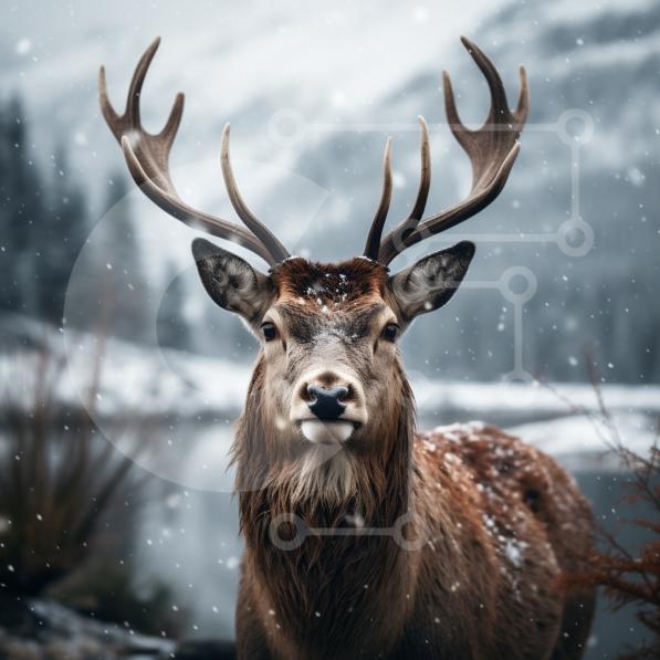 Stunning Picture of a Majestic Deer in the Snow stock photo | Creative ...