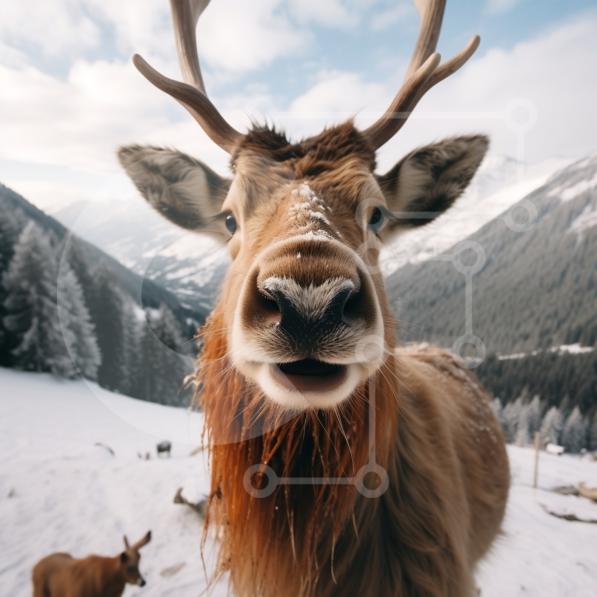 Beautiful Close-up Picture of a Reindeer's Face with Antlers stock ...