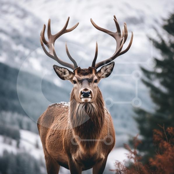 Image Époustouflante d'un Cerf Rouge dans un Paysage Enneigé photo ...