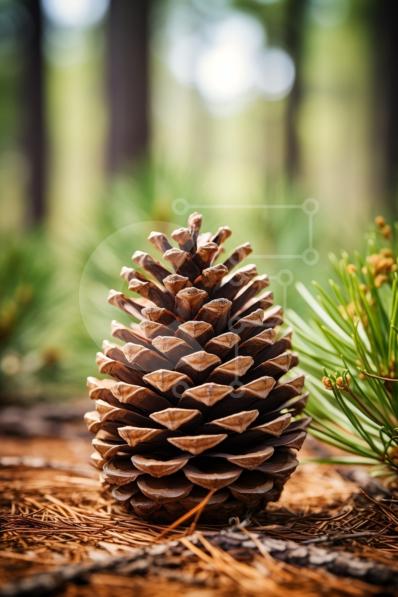 Beautiful Picture of a Pine Cone in a Forest stock photo | Creative Fabrica