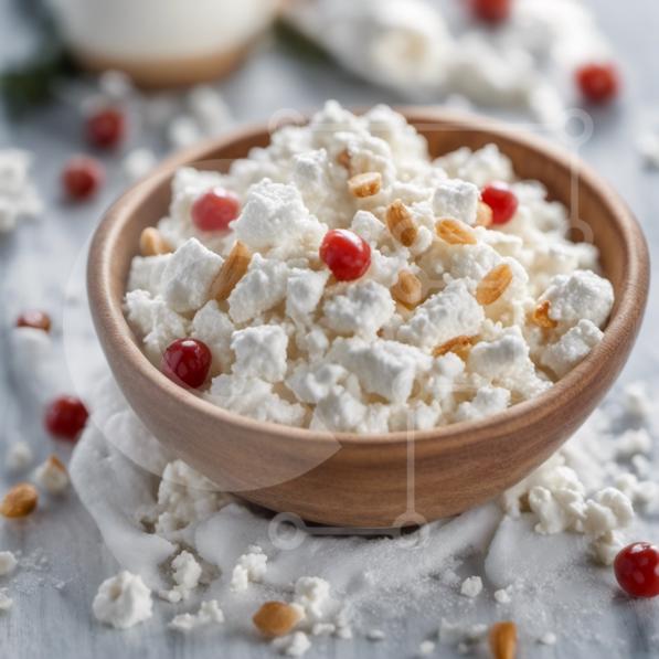 Delicious Bowl of Ricotta Cheese with Almonds and Cranberries stock ...