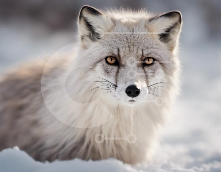Stunning Picture of a White Fox in the Snow stock photo | Creative Fabrica