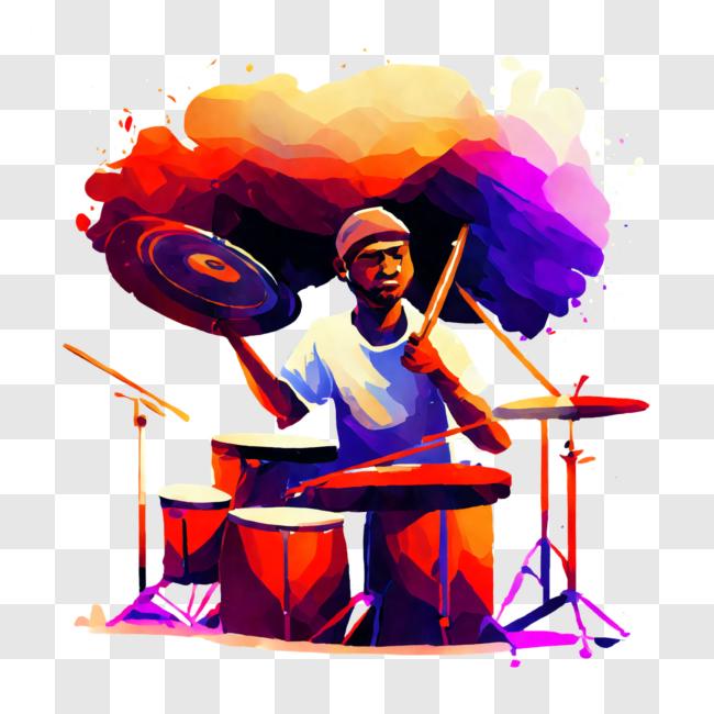 Download Colorful Image of a Drummer in Action PNGs Online - Creative ...