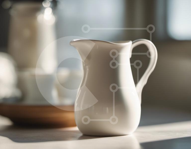 Stunning Picture of a White Ceramic Pitcher on a Wooden Table stock ...