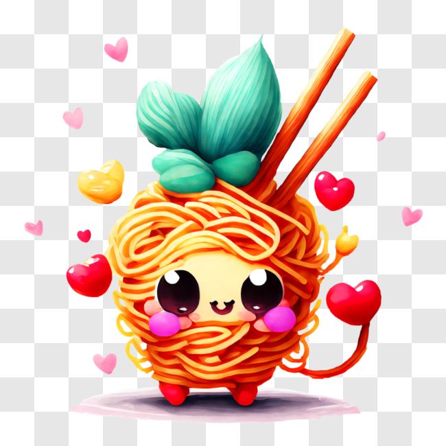 Download Cute Cartoon Character Holding Plate of Spaghetti PNGs Online ...