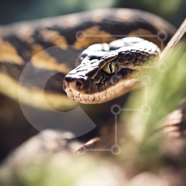 Close-up Photo of a Yellow and Black Snake's Head stock photo ...