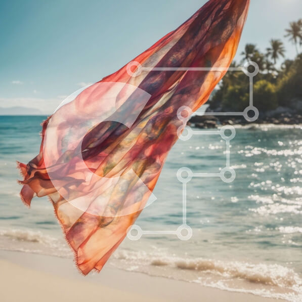 Stunning Picture of a Woman on a Beach with a Billowing Scarf stock ...