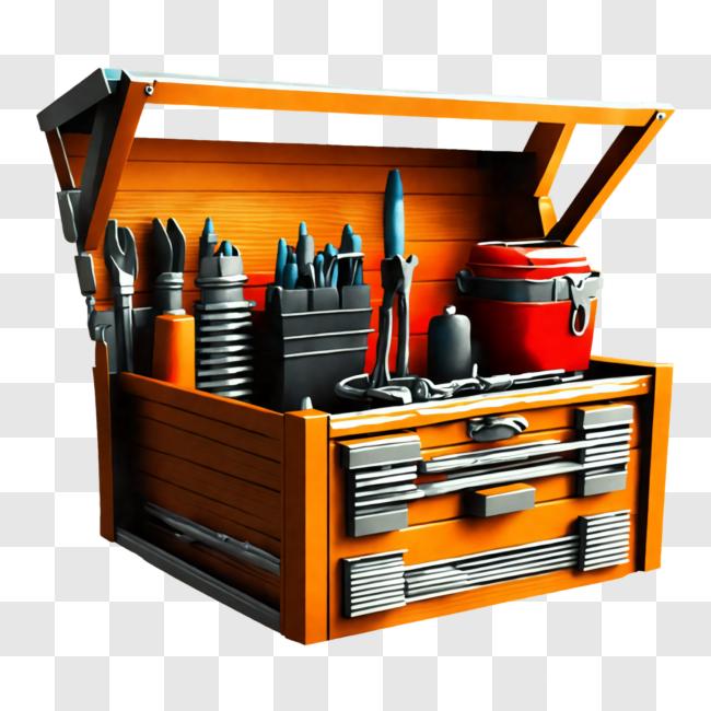 Download Wooden Toolbox with Tools PNGs Online - Creative Fabrica
