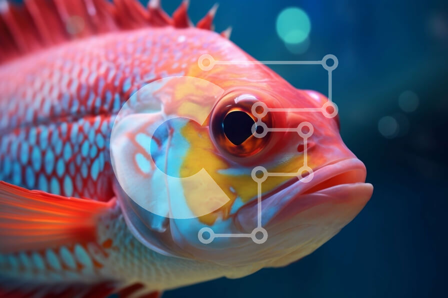 Download Close-up view of a bright red fish with large eyes and a long ...