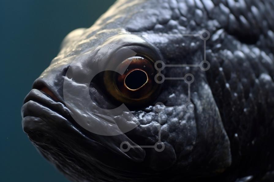 Intriguing Close-Up of a Black Fish's Face stock photo | Creative Fabrica