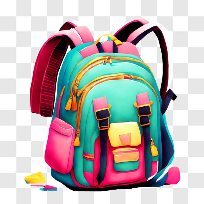 Download Colorful Backpack with Multiple Compartments and Straps PNGs ...