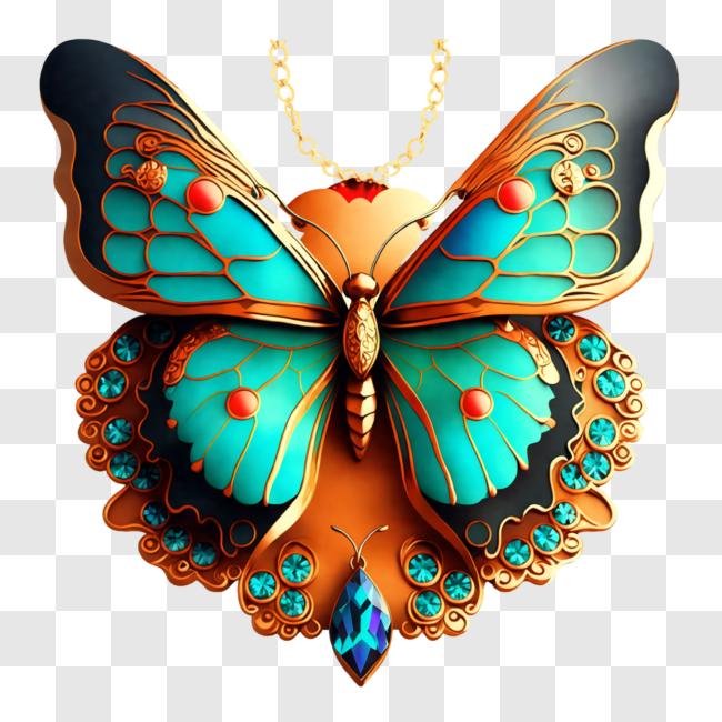 Download Golden and Turquoise Butterfly with Intricate Details PNGs ...
