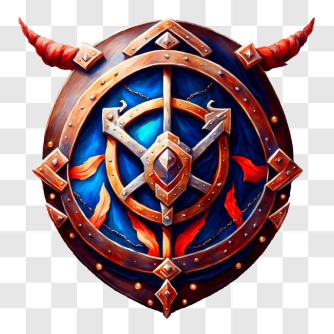 Download Red and Blue Shield with Demon Design PNG Online - Creative ...
