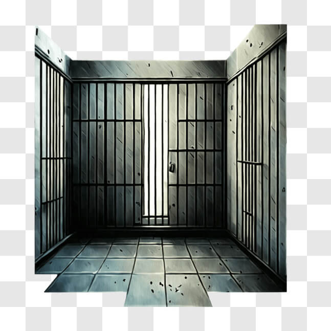 Baixe Cela de prisão com grades de metal e paredes de concreto PNGs ...