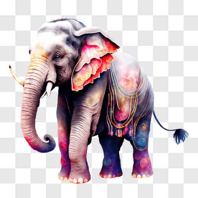 Download Colorful Elephant with Decorative Body Art PNGs Online ...