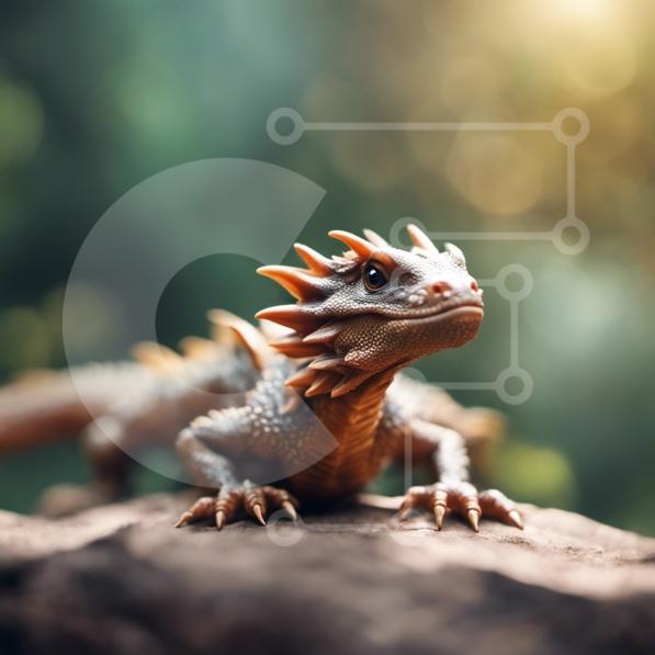 Colorful Lizard on a Rock in the Forest stock photo | Creative Fabrica