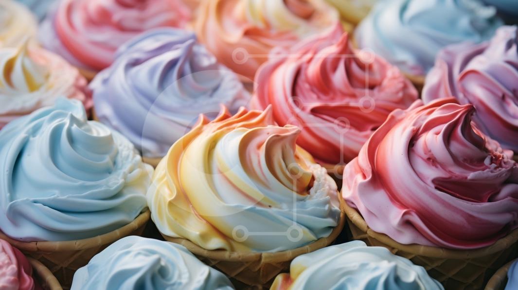 Colorful Ice Cream Cones in a Pyramid Shape stock photo | Creative Fabrica