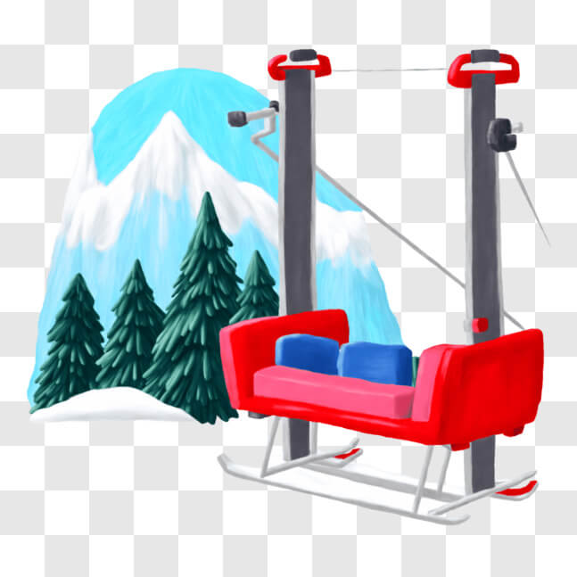 Download Ski Lift with Red Chair in Mountainous Landscape PNGs Online ...