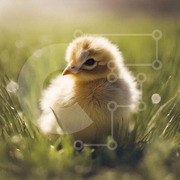 Adorable Chick in a Sunny Field stock photo | Creative Fabrica