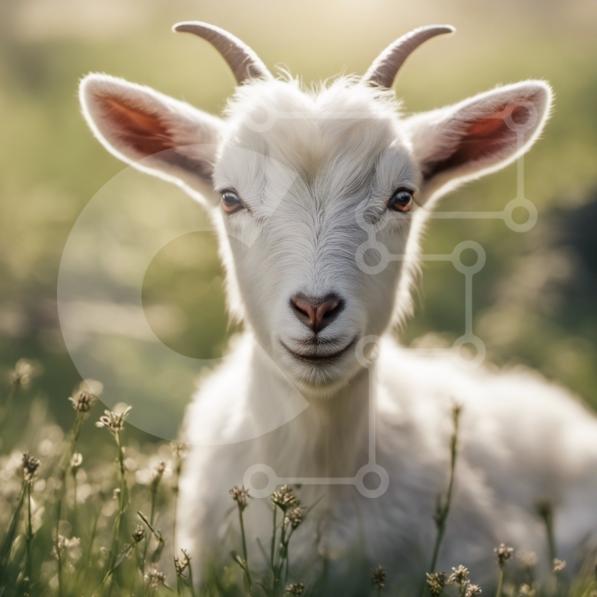 Cabra Blanca Tranquila en un Campo Soleado fotos de archivo | Creative ...