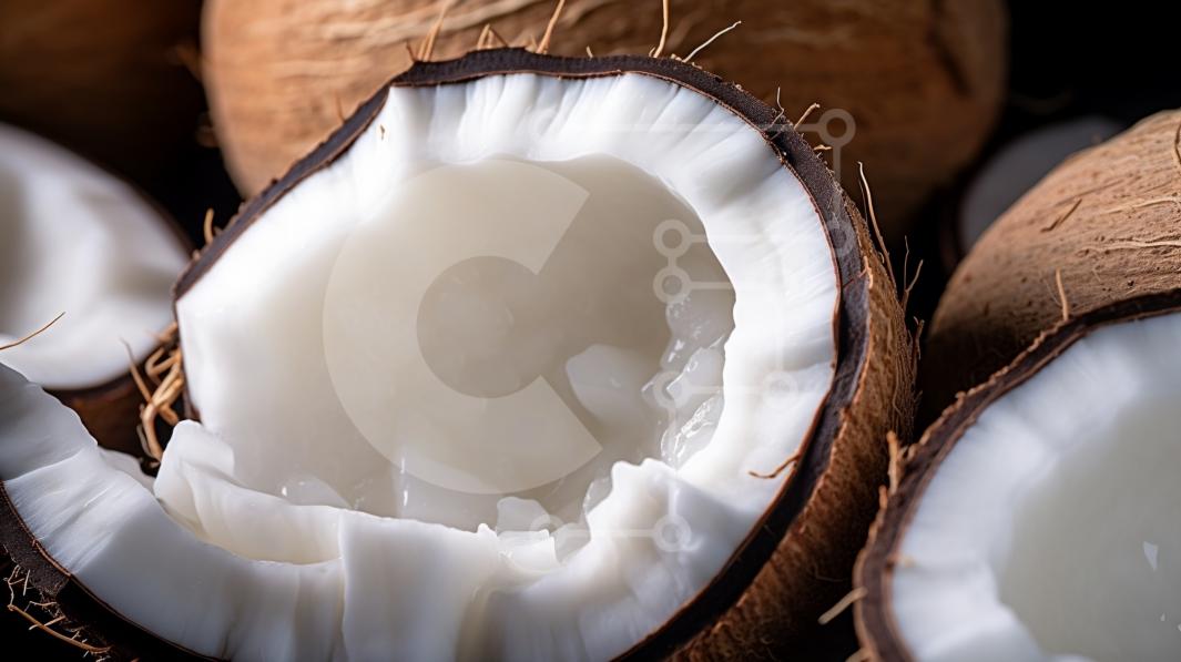 Close-up View of Fresh Coconut Meat stock photo | Creative Fabrica