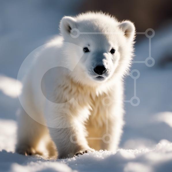 Cute Polar Bear Cub in Snow stock photo | Creative Fabrica
