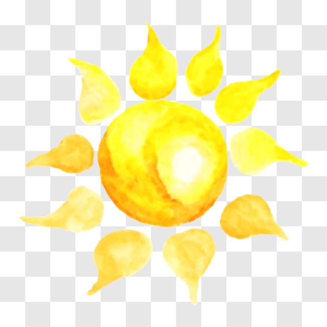 Download Yellow Sun with Rays PNG Online - Creative Fabrica