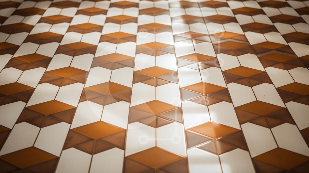 Orange and White Geometric Pattern Floor stock photo | Creative Fabrica
