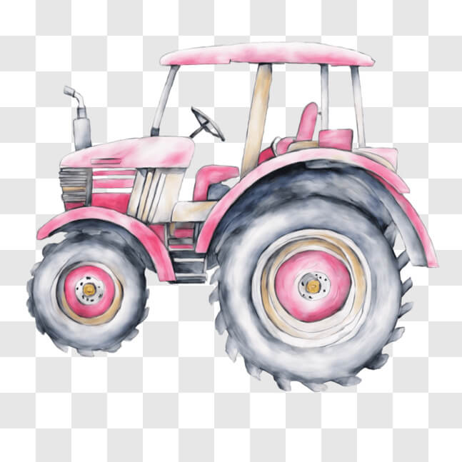 Download Pink Tractor with White Wheels and Cab PNGs Online - Creative ...