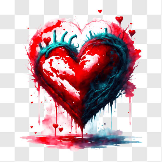 Download Red Heart with Blood Dripping PNGs Online - Creative Fabrica