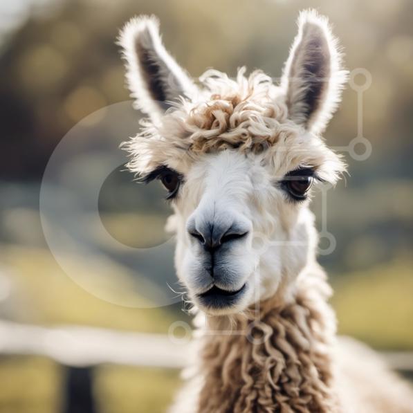 Close-up View of Llama's Face with Fluffy Coat stock photo | Creative ...