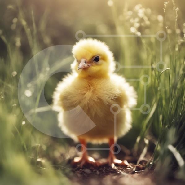 Cute Yellow Chick in a Serene Field stock photo | Creative Fabrica