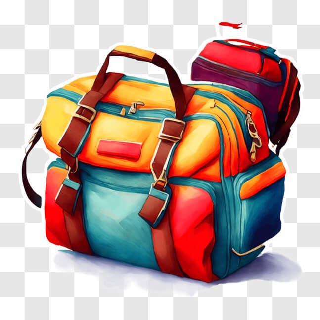 Download Colorful Travel Duffel Bag with Multiple Compartments and Straps PNGs Online - Creative ...