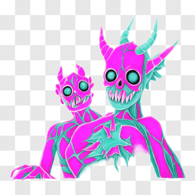Download Abstract Neon Demonic Figures PNGs Online - Creative Fabrica