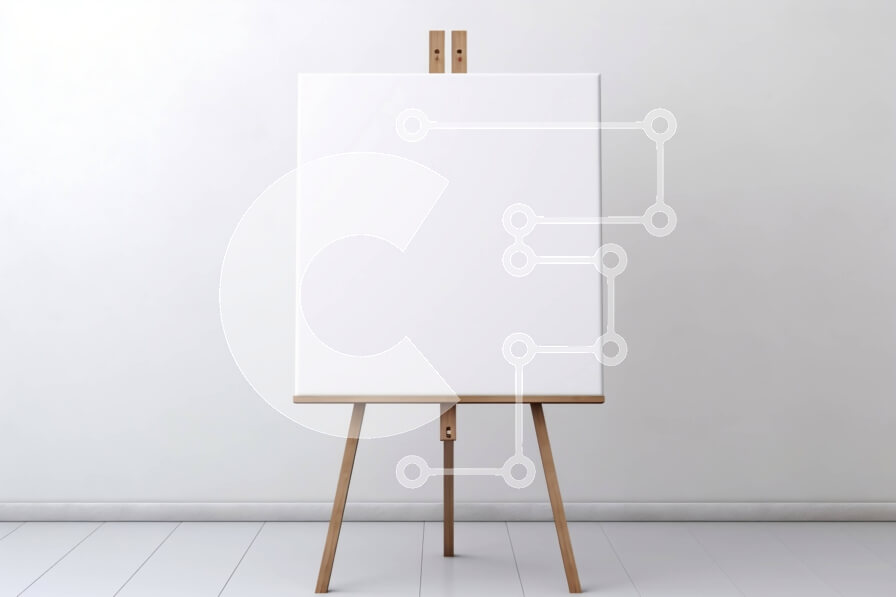 Descarga Lienzo en blanco sobre caballete frente a una pared blanca ...