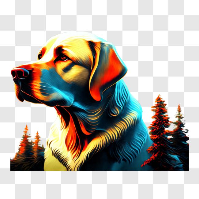 Download Yellow Labrador Retriever Dog Barking in Forest with Pine ...