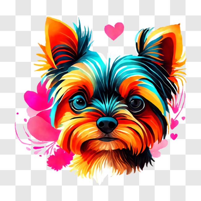 Download Adorable Yorkshire Terrier Dog with Colorful Fur PNG Online ...
