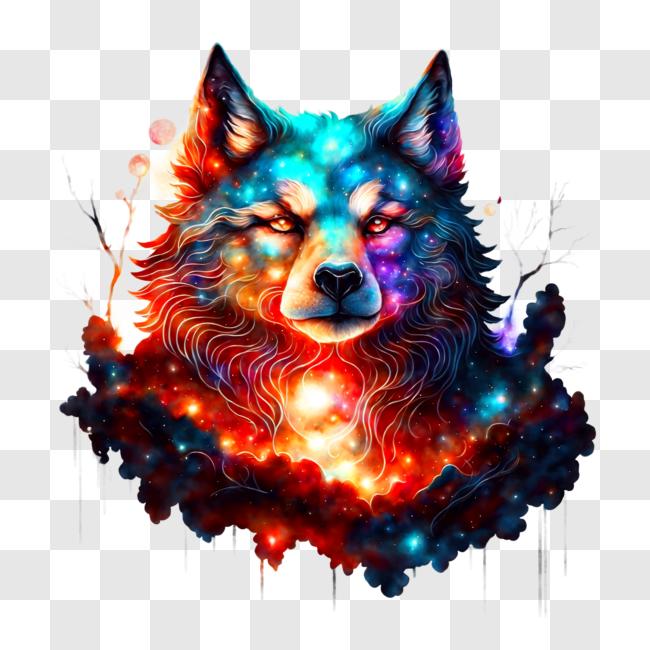 Download Colorful Glowing Wolf PNG Online - Creative Fabrica