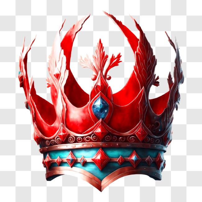 Download Intricate Red Crown with Rose and Skull Designs PNG Online ...