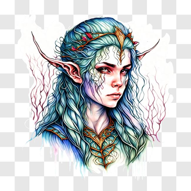 Download Stylized Fantasy Image of a Female Elf PNG Online - Creative ...