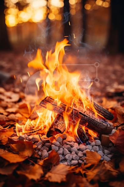 Autumn Bonfire in a Forest stock photo | Creative Fabrica