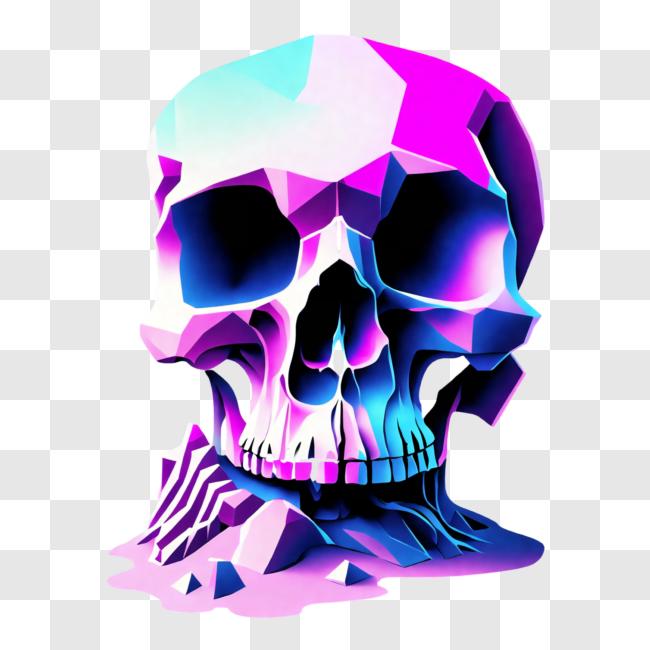 Download Abstract Neon Skull with Jagged Surface PNG Online - Creative ...