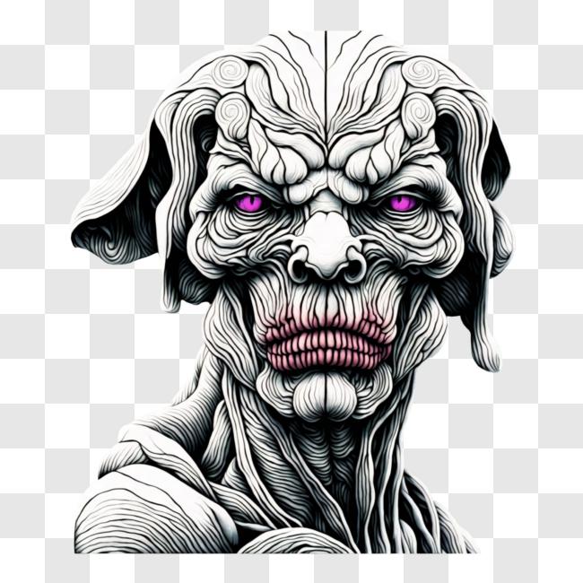 Download Twisted and Distorted Creature with Glowing Purple Eyes PNG ...