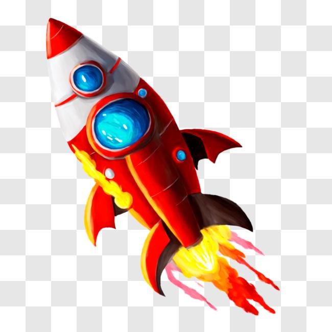 Download Red Rocket Ship in Space PNG Online - Creative Fabrica