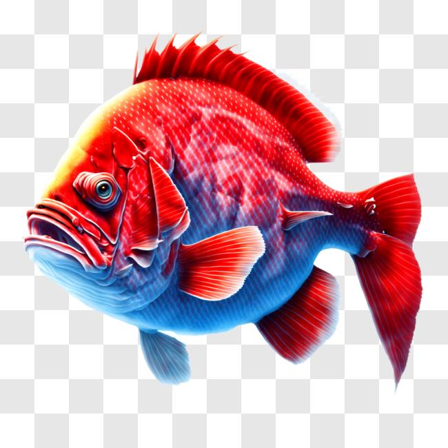 Download Red Fish with Blue Spots Swimming Towards the Viewer PNG ...
