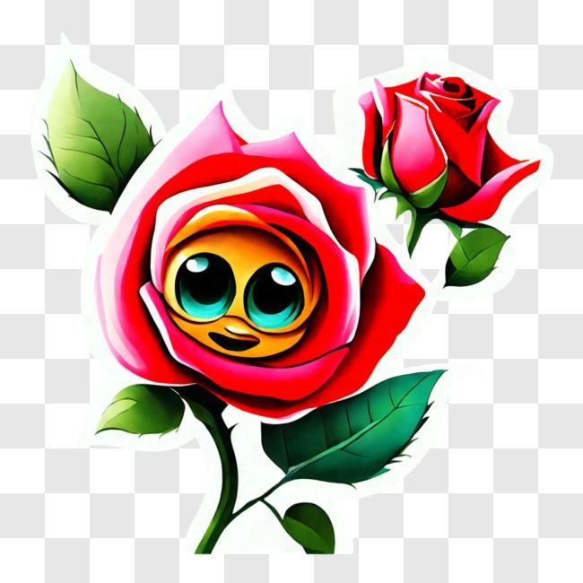 Download Red Rose with Smiling Face PNG Online - Creative Fabrica